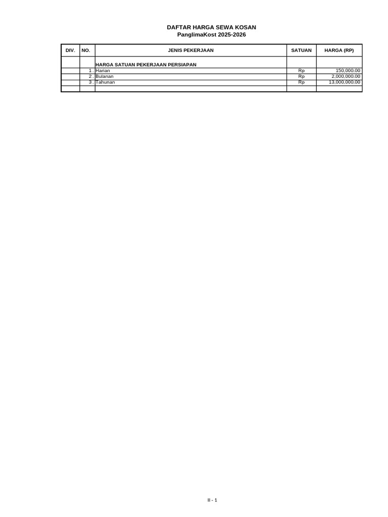 Data Menajemen Kosan Panglima Sukabangun Oke | PDF
