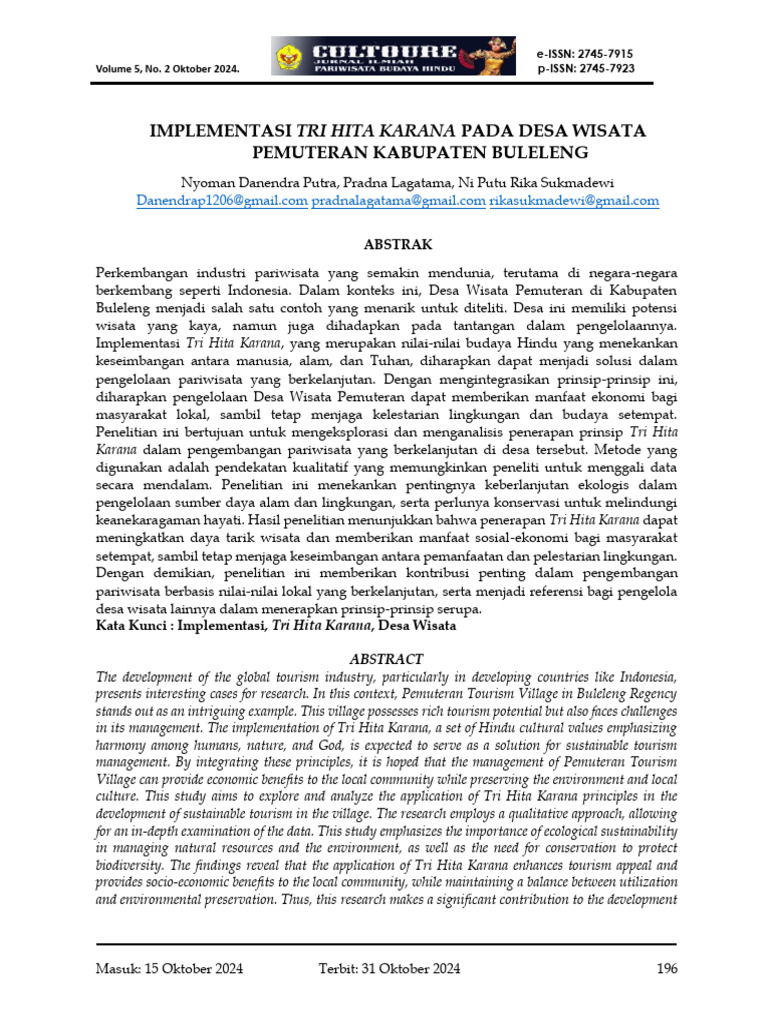 THK 2 - Desa Wisata Buleleng | PDF