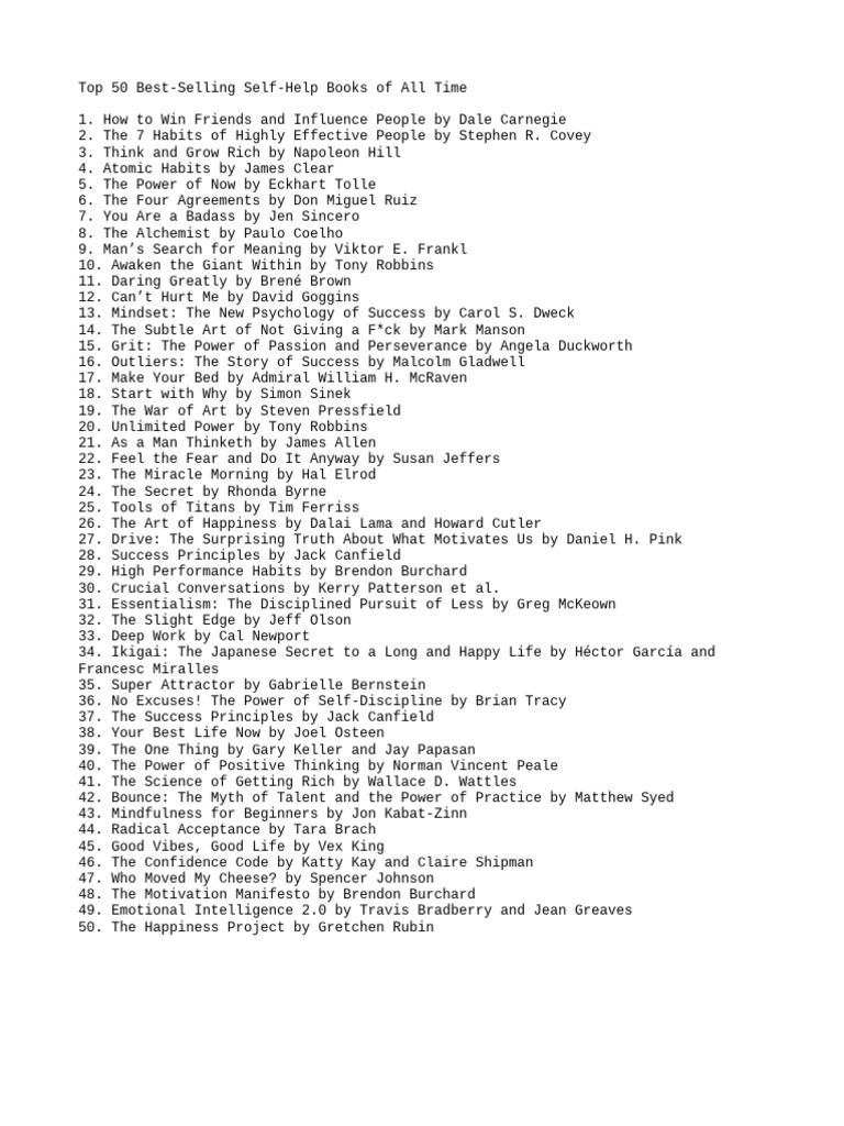 Top 50 Best-Selling Self-Help Books | PDF
