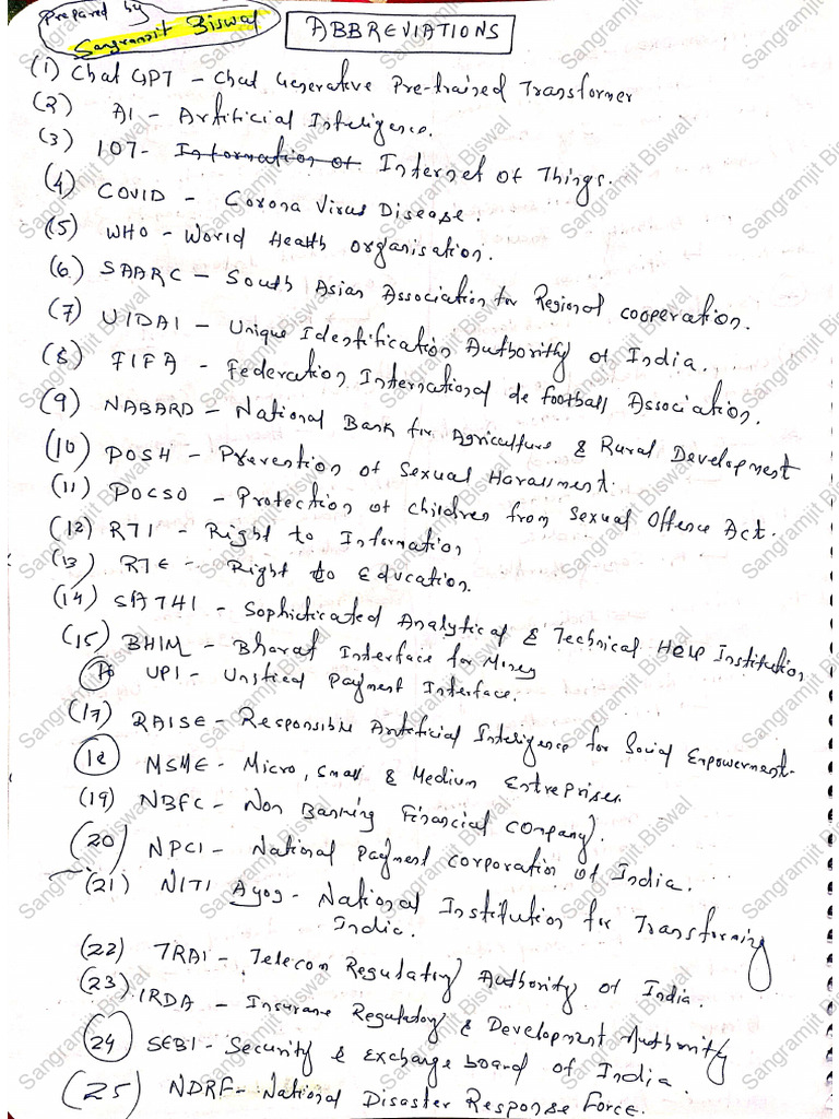 Abbreviation (GS For HC Mains) | PDF