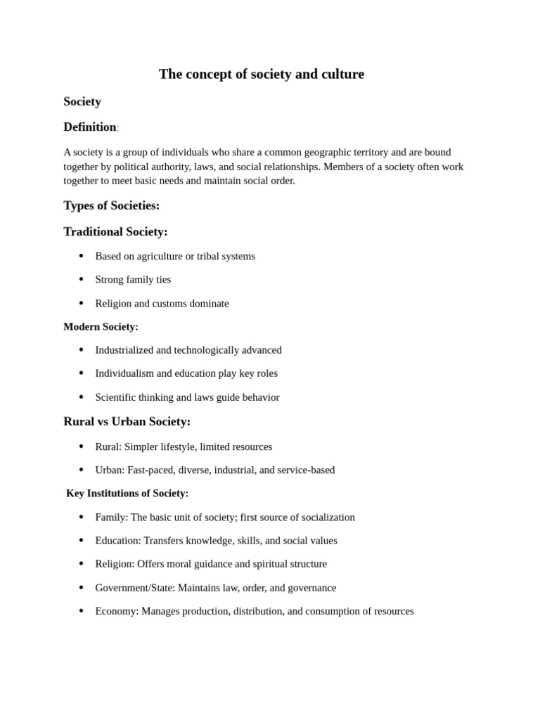 Society and Culture: Definitions & Types | PDF | Society | Traditions