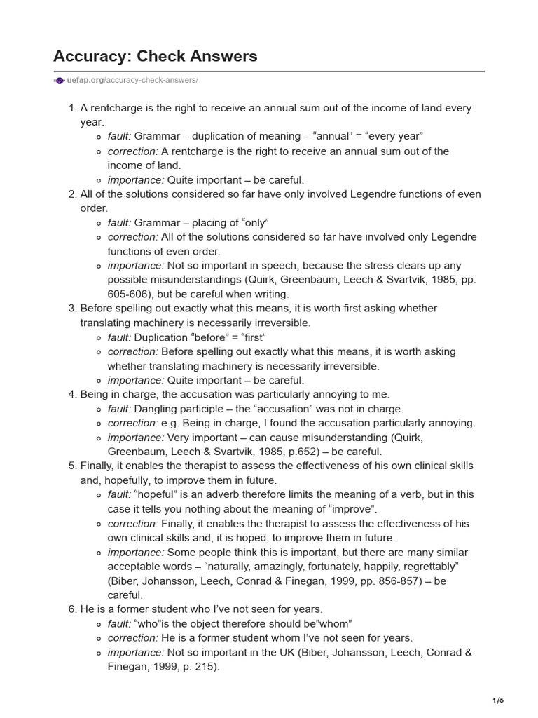 Accuracy Check Answers | PDF | Plural | Grammatical Number