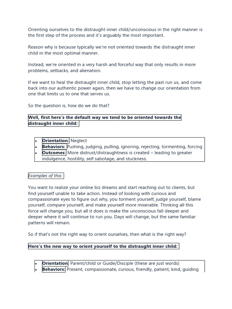 Module Six - Orienting Yourself To The Distraught Inner Child | PDF ...