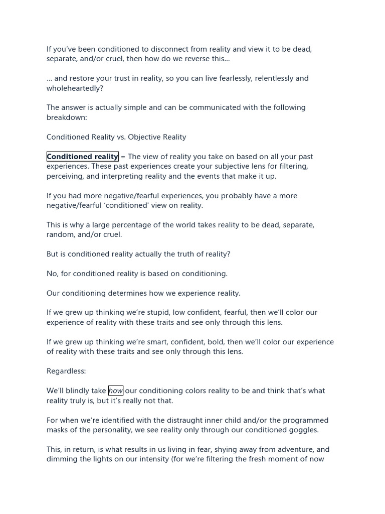 Module 21 - Restoring Your Trust in Reality | PDF | Reality | Experience