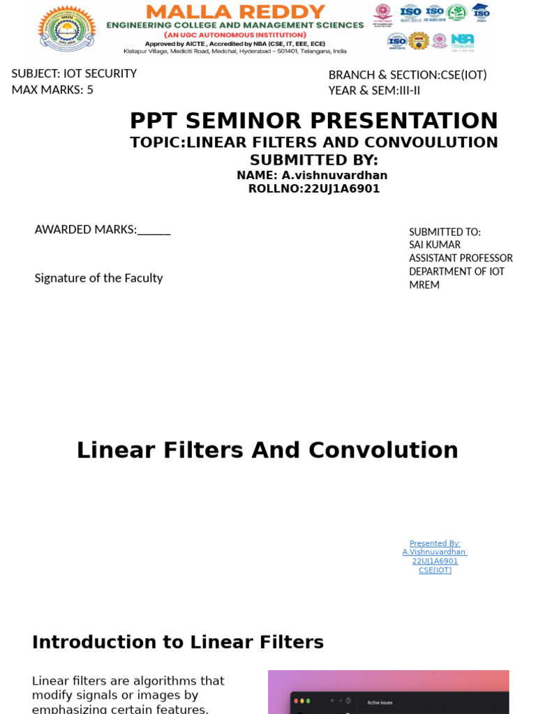Linear Filters and Convolution | PDF | Filter (Signal Processing) | Convolution