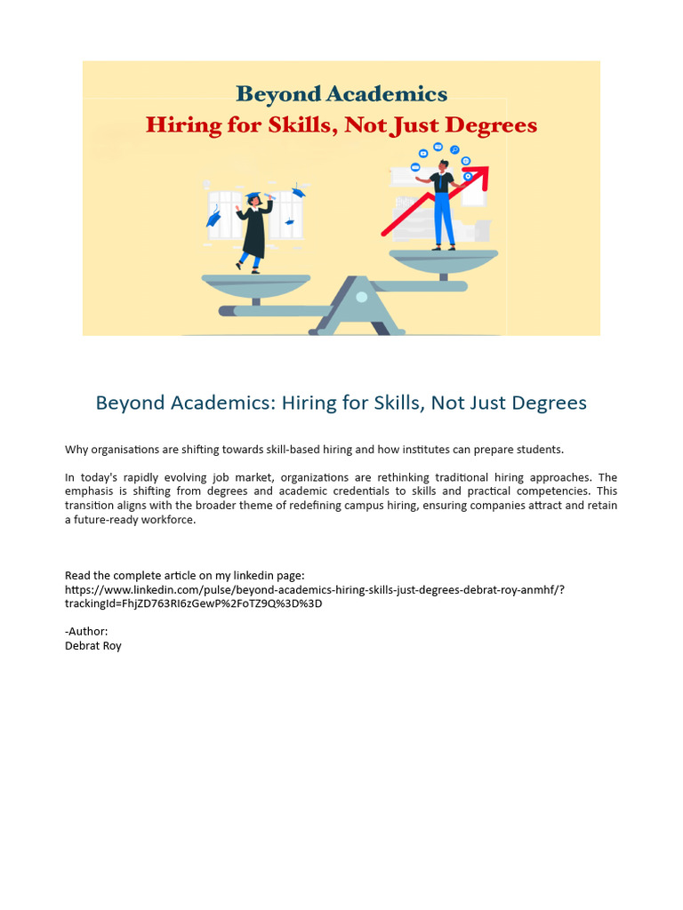 Beyond Academics - Hiring For Skills, Not Just Degrees | PDF