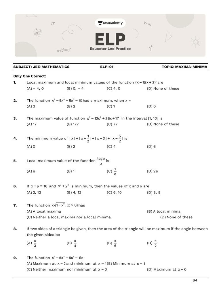 Maxima Minima | PDF | Mathematical Analysis | Calculus