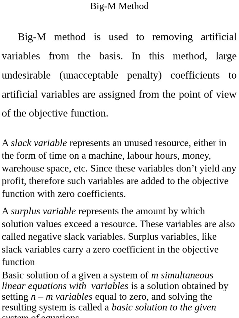 Big M | PDF | Mathematical Optimization | Numerical Analysis