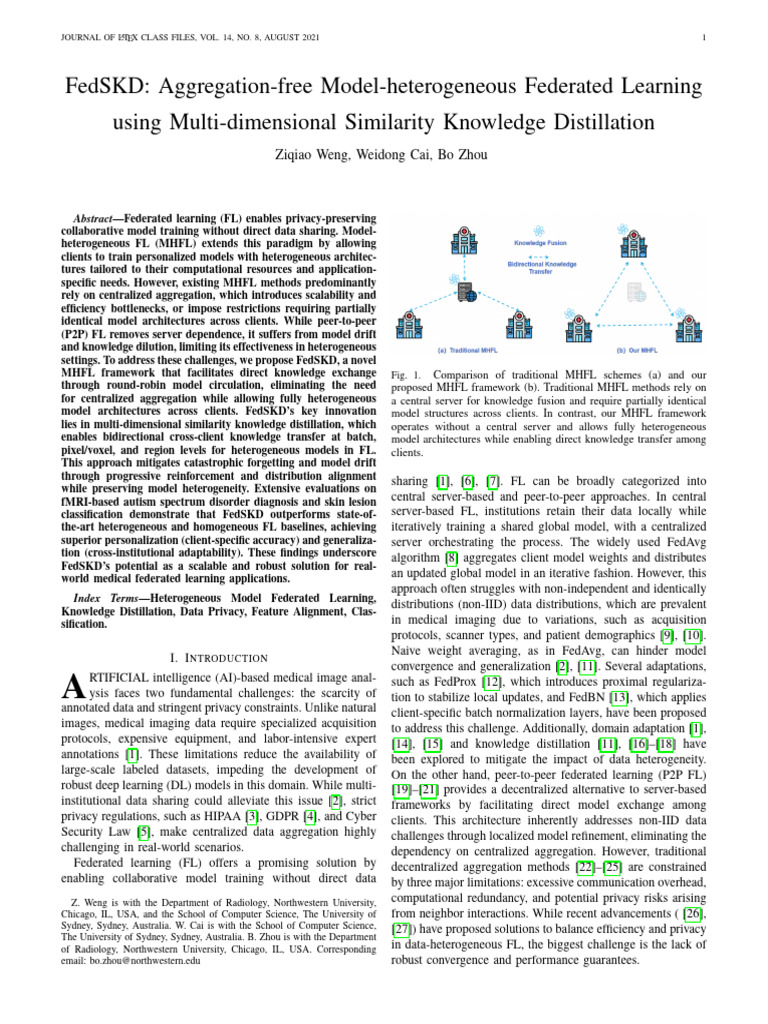 FedSKD Aggregation Free Model Heterogeneous Federated Learning Using Multi Dimensional ...