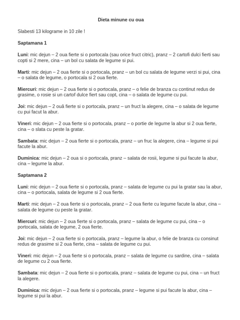 Dieta Minune Cu Oua | PDF