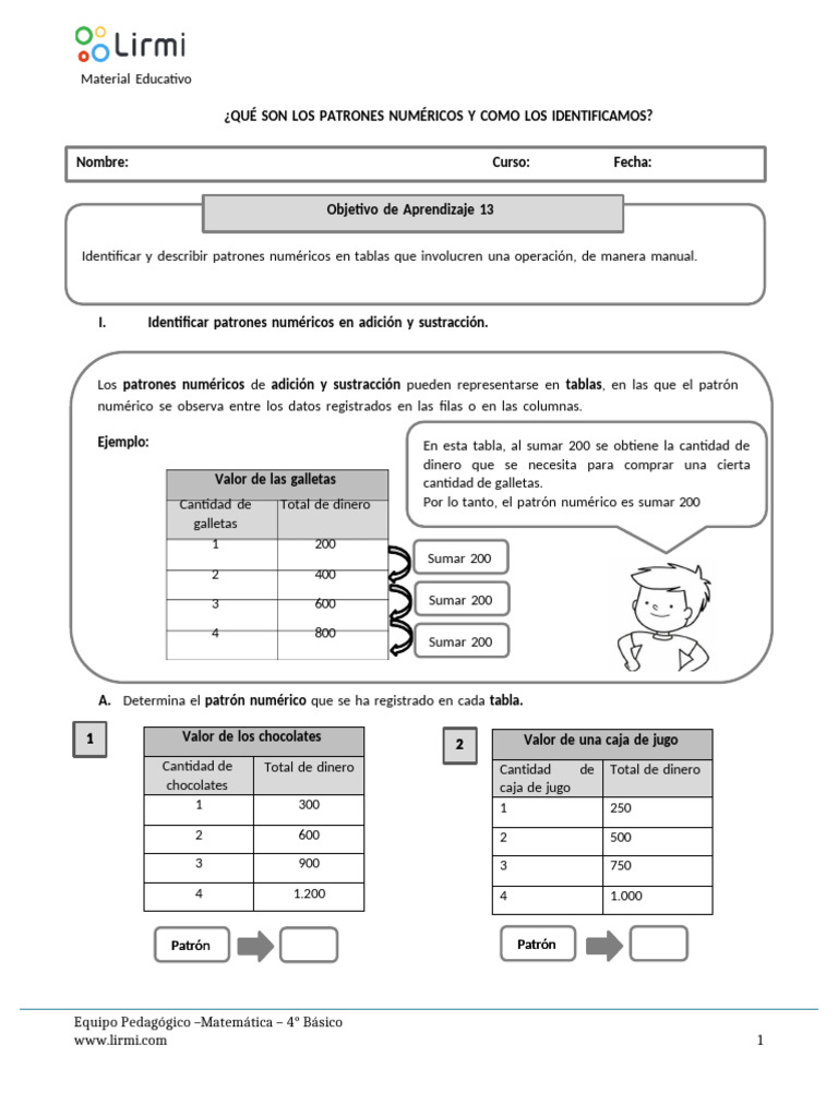 Guia de Aprendizaje Patrones Numericos Lunes 19 de Mayo | PDF
