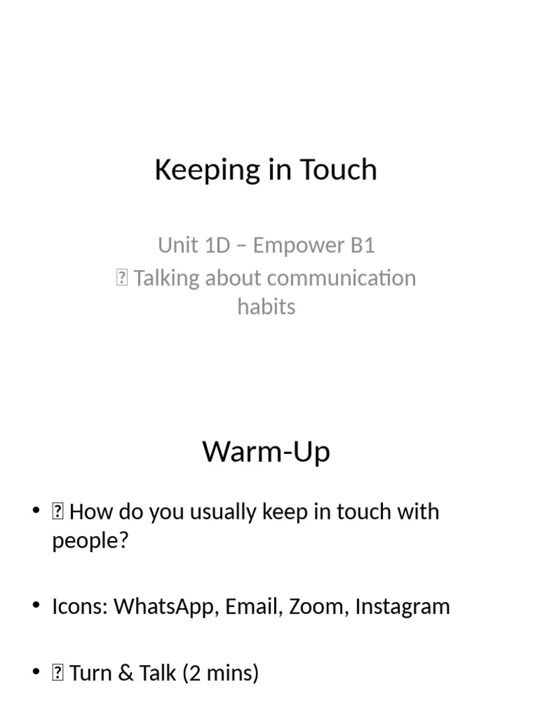 Keeping in Touch Lesson | PDF