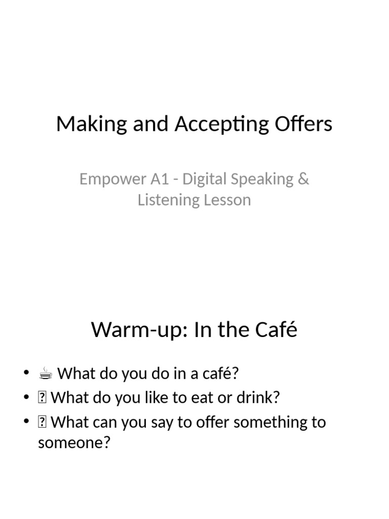 Empower A1 Lesson Offers | PDF