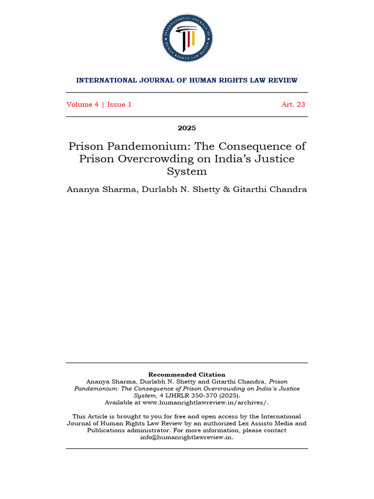 Impact of Prison Overcrowding in India | PDF | Prison | Bail