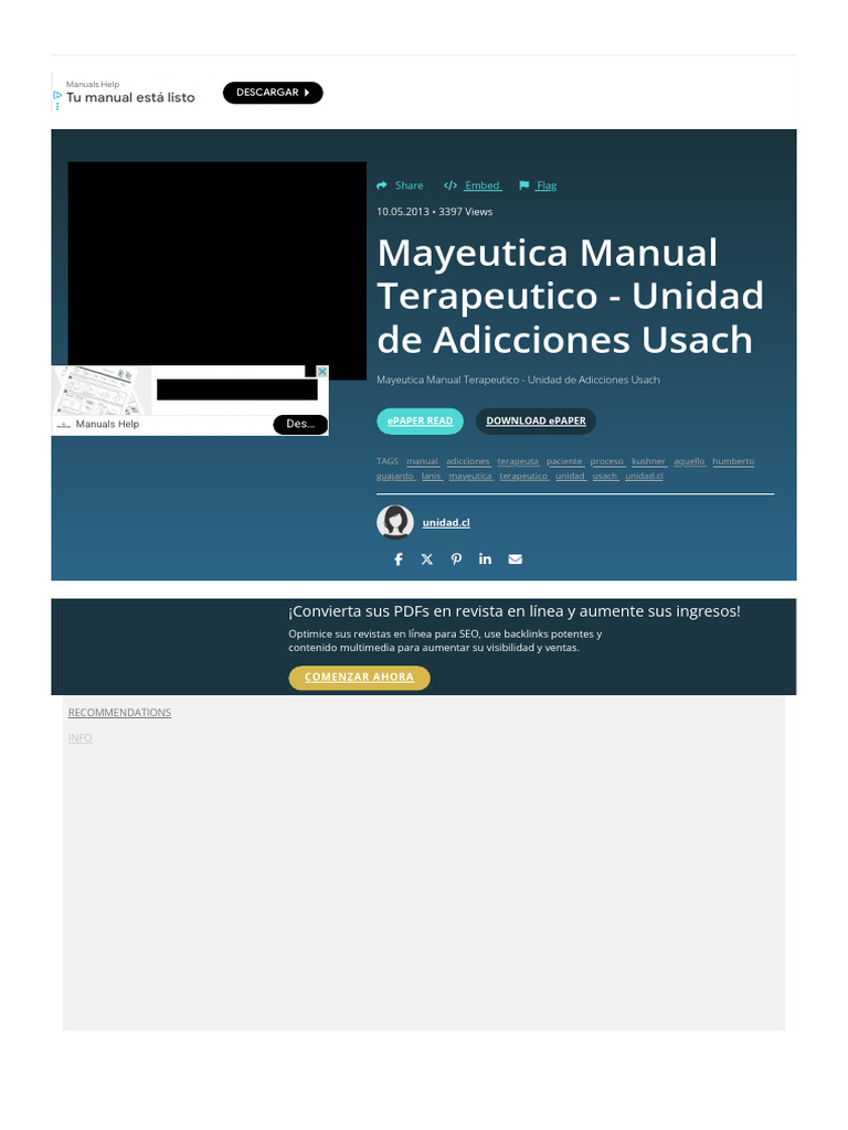 Mayeutica Manual Terapeutico - Unidad de Adicciones Usach | PDF