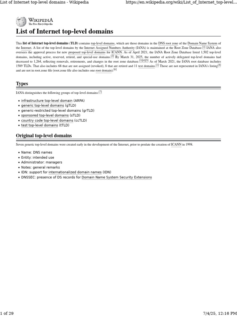 List of Internet Top-Level Domains - Wikipedia | PDF | Domain Name ...