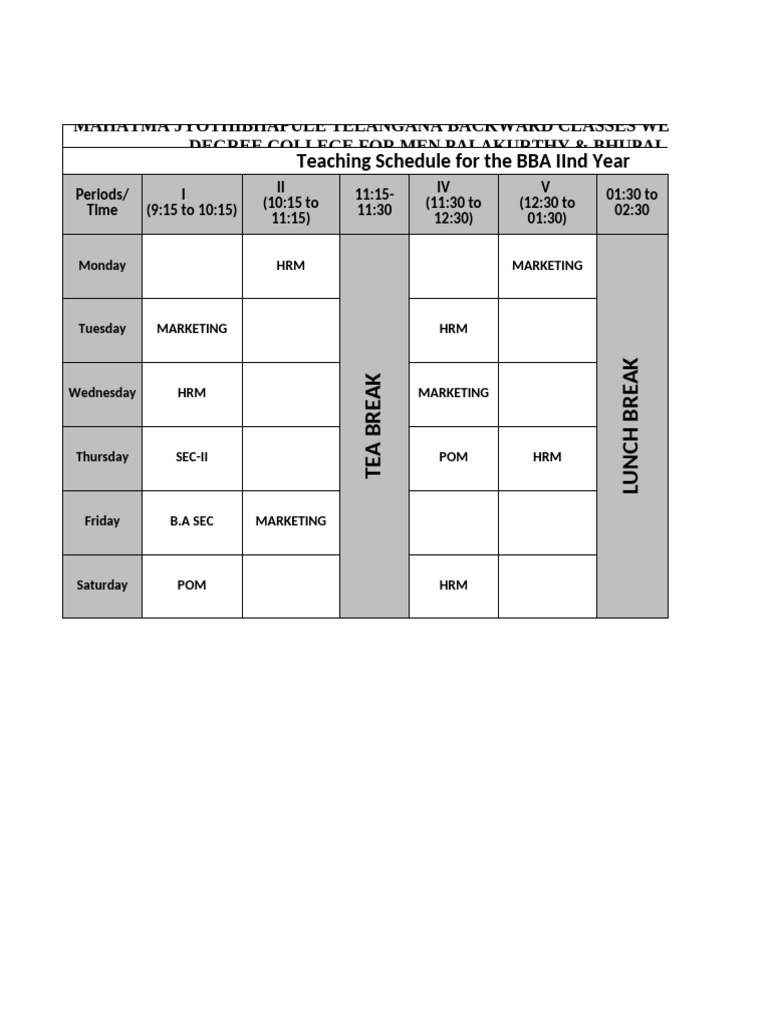 My Time Table | PDF