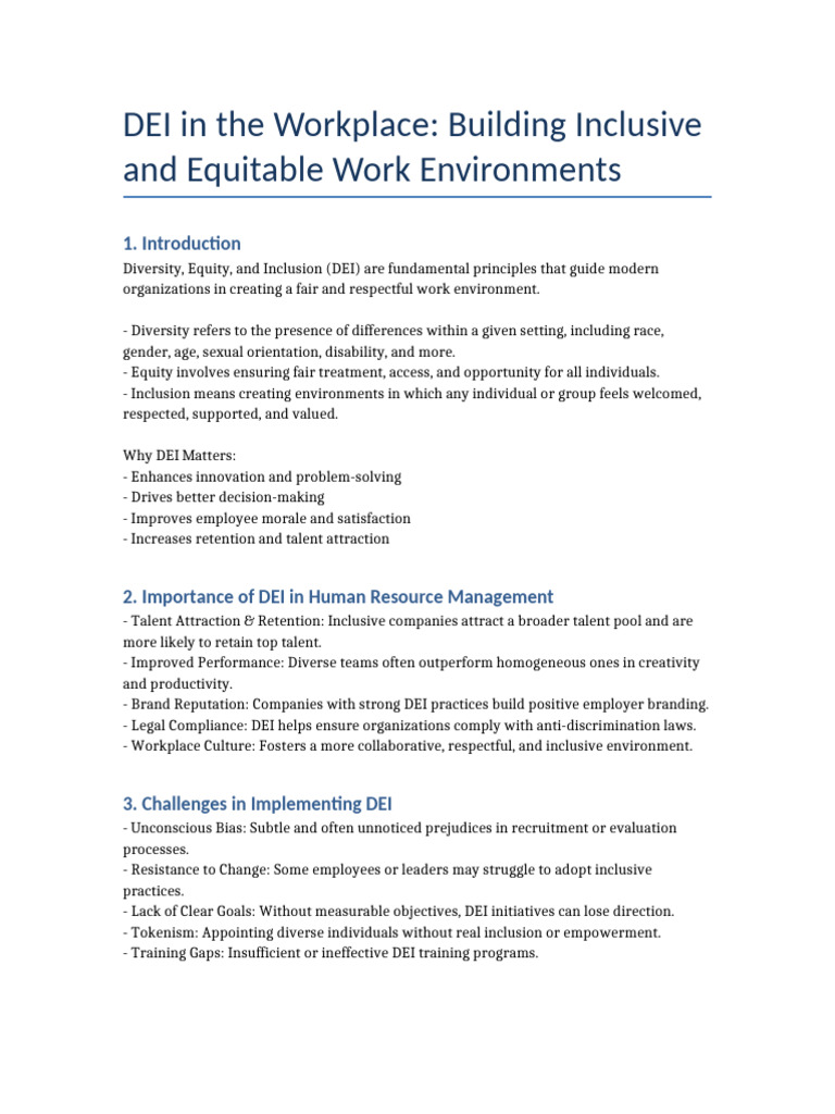 DEI Strategies for Inclusive Workplaces | PDF | Employee Retention ...