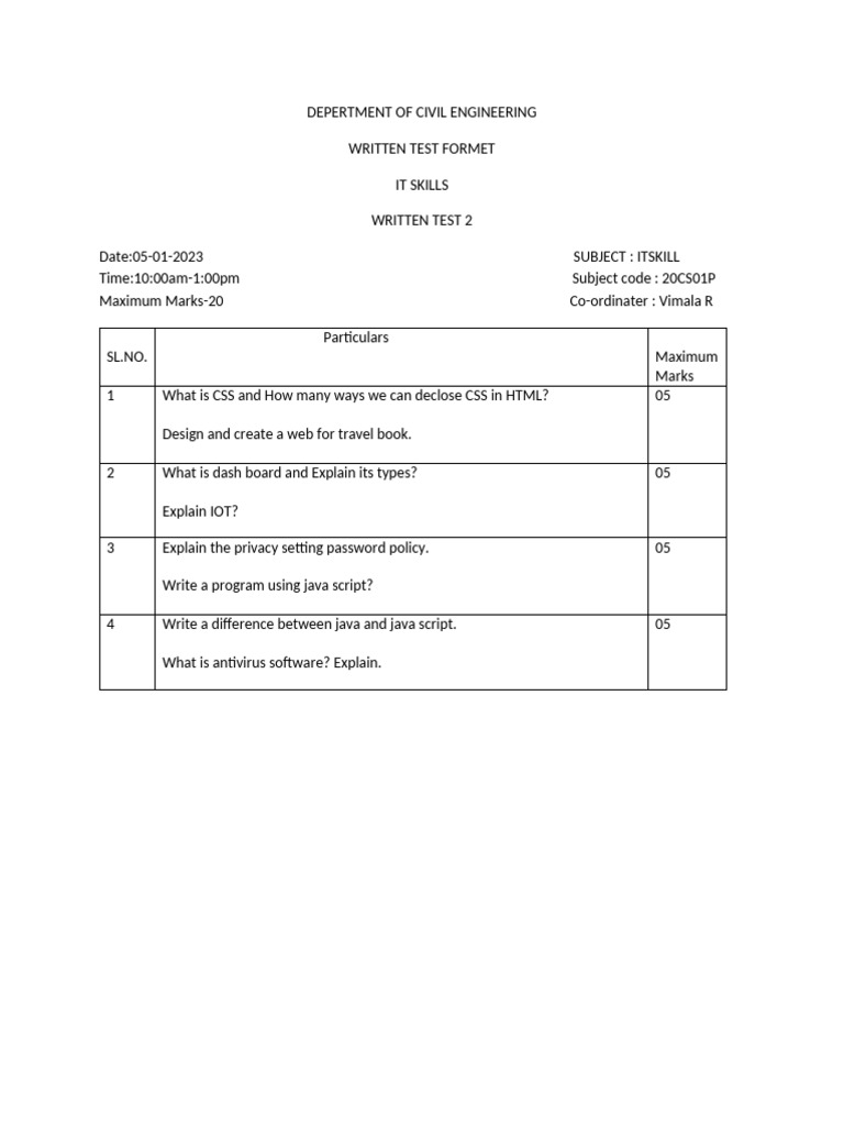 It Skill Wrtn2 | PDF