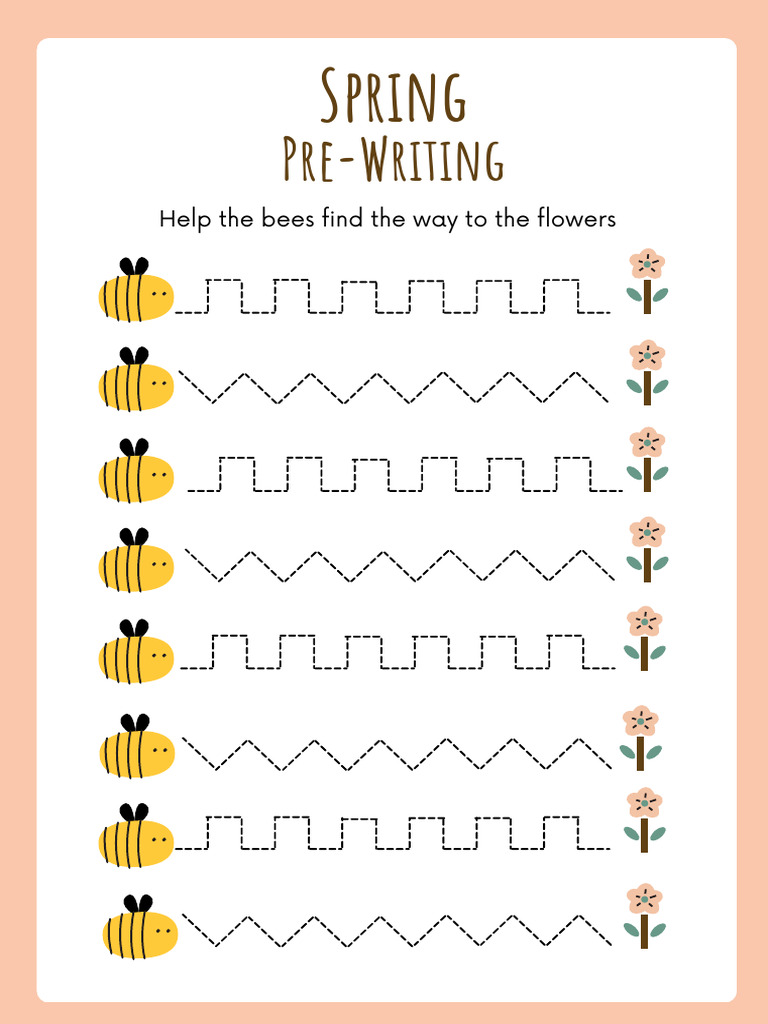 Orange Cute Spring Pre-Writing Activity Worksheet - 20250704 - 133929 ...