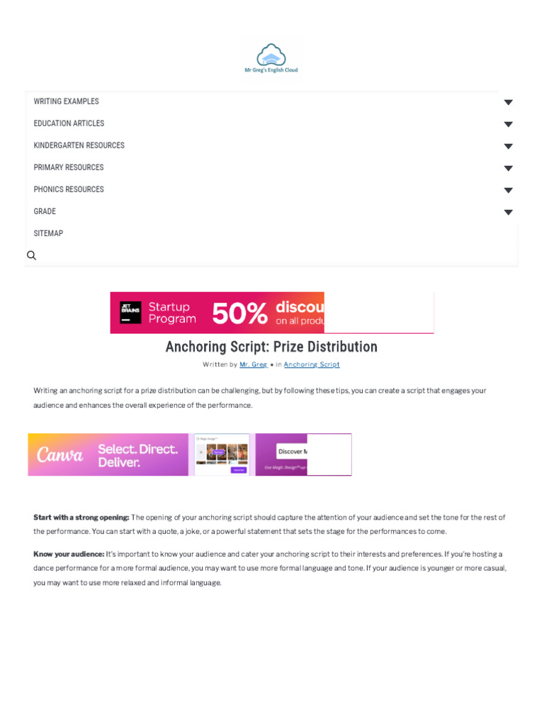 Prize Distribution Anchoring Script Guide | PDF
