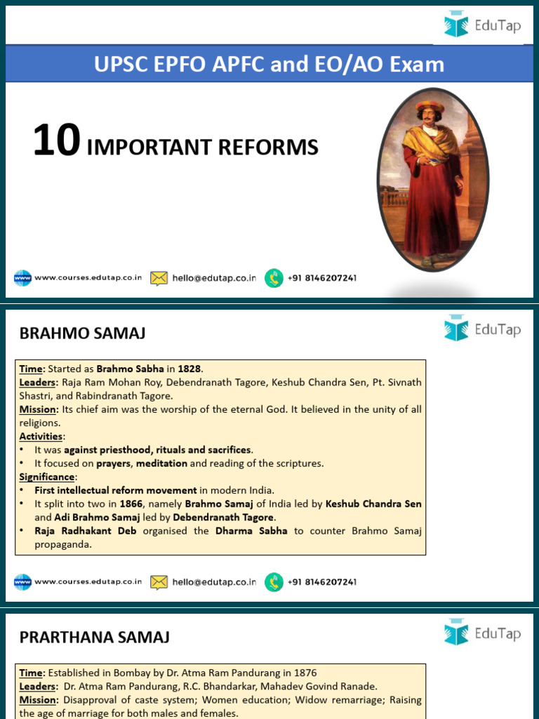 Key Social Reform Movements in India | PDF | Theosophy | Indian Religions