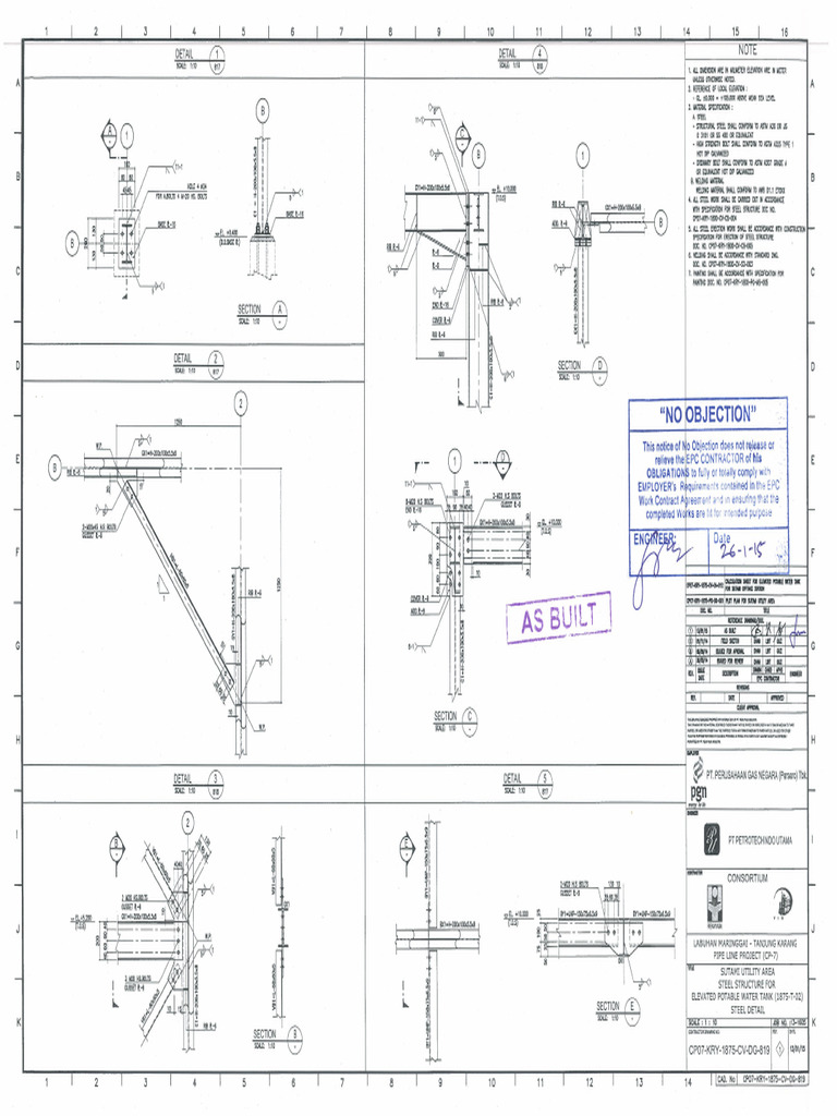 CP07-KRY-1875-CV-DG-819 As-Built Sutami Utility Area Steel Structure For Elevated Potable Water ...