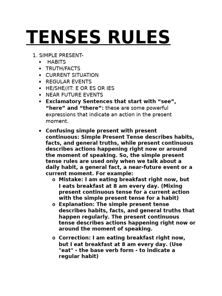 Understanding English Tenses Rules | PDF | Perfect (Grammar ...