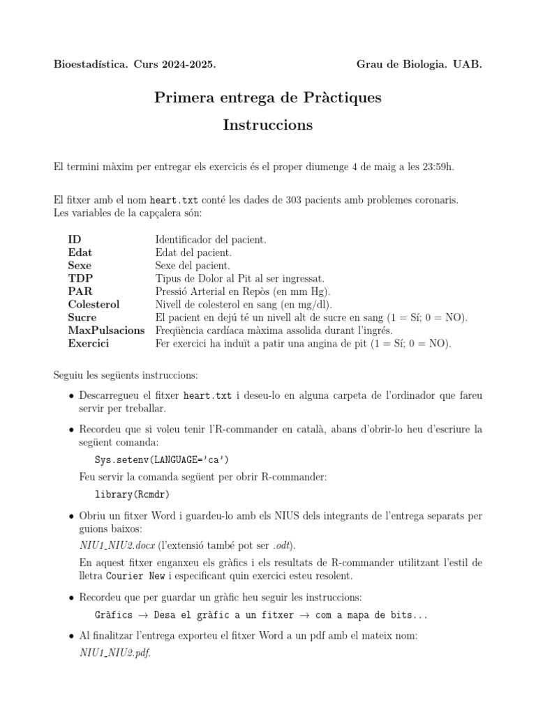 BE2425 Practiques Entrega1 Instruccions | PDF