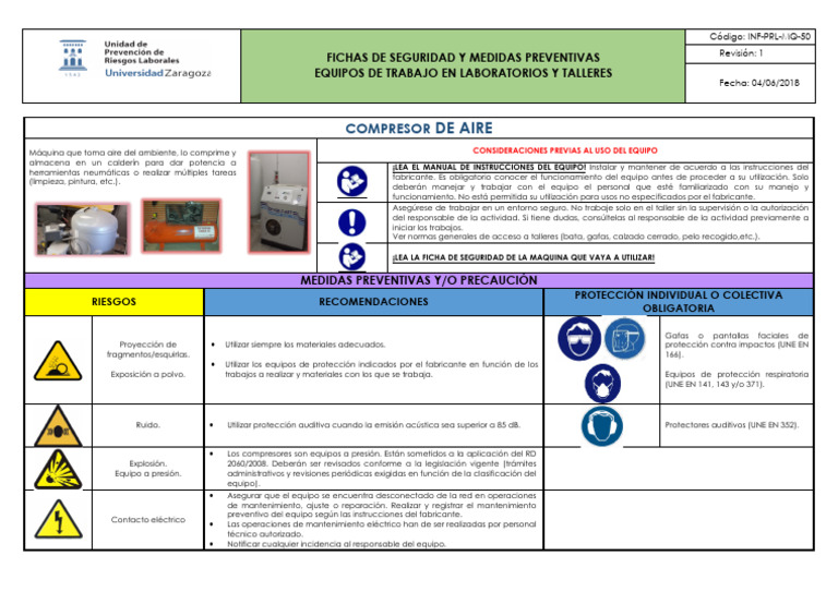 Inf PRL MQ 50 Compresor Aire | PDF | Laboratorios