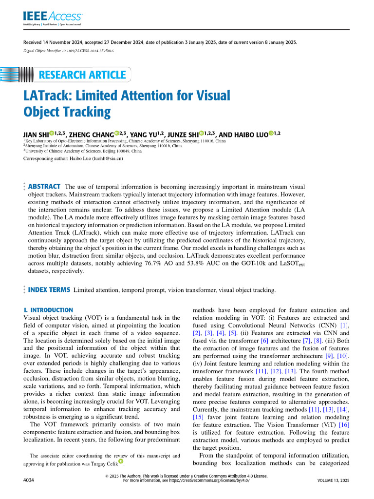 LATrack Limited Attention For Visual Object Tracking | PDF | Attention ...
