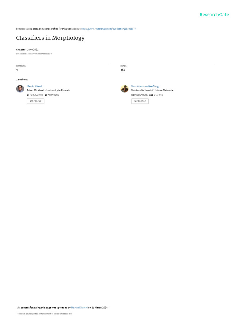 Classifiers in Morphology | PDF | Grammatical Gender | Morphology ...