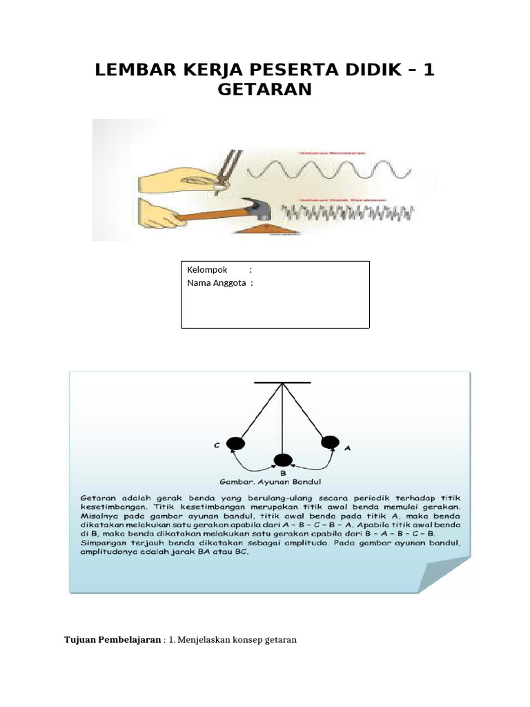 LKPD Getaran Kelas 8 | PDF