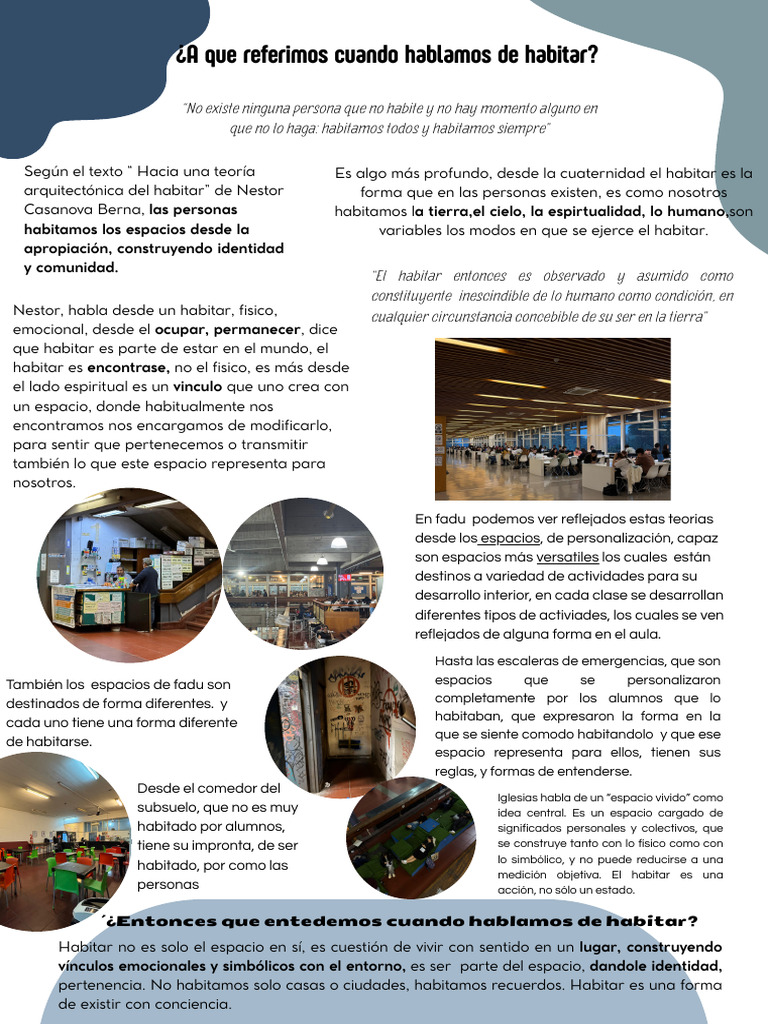 Definición de habitar en espacios educativos | PDF | Teoría