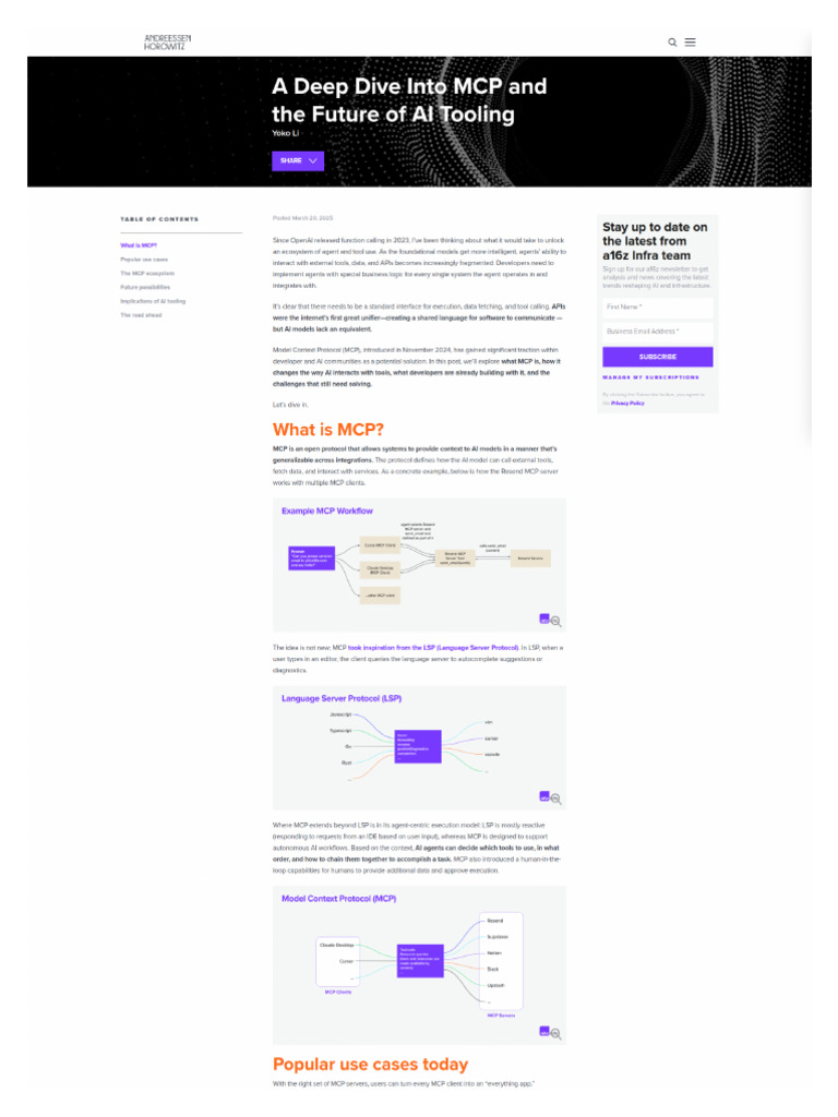 Deep Dive Into MCP and The Future of Ai Tooling | PDF