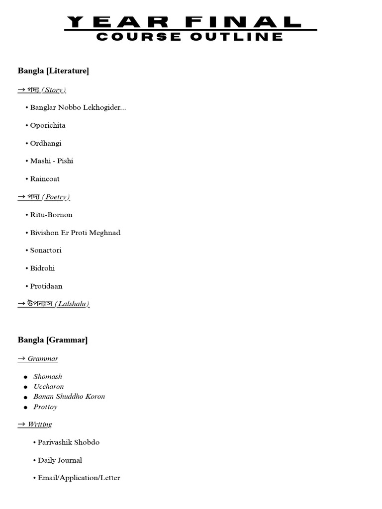 Final Year Course Syllabus Overview | PDF