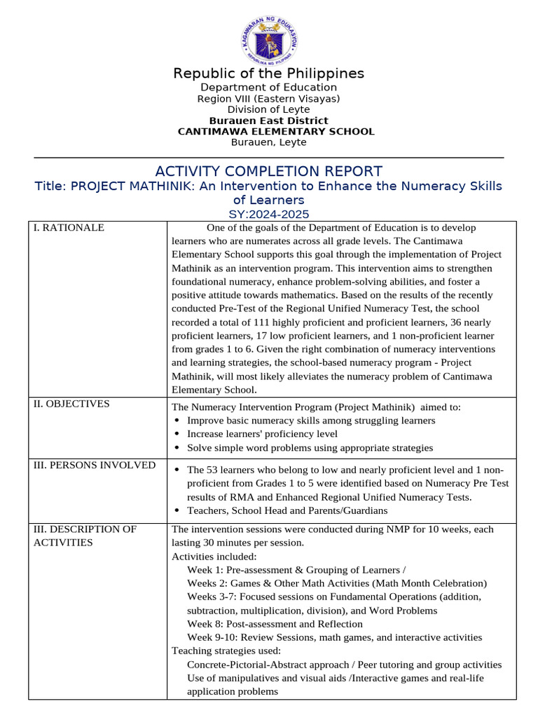 ACR Numeracy Intervention | PDF | Mathematics | Behavior Modification