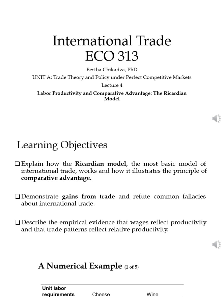 Ricardian Model of Trade Advantages | PDF | Comparative Advantage ...