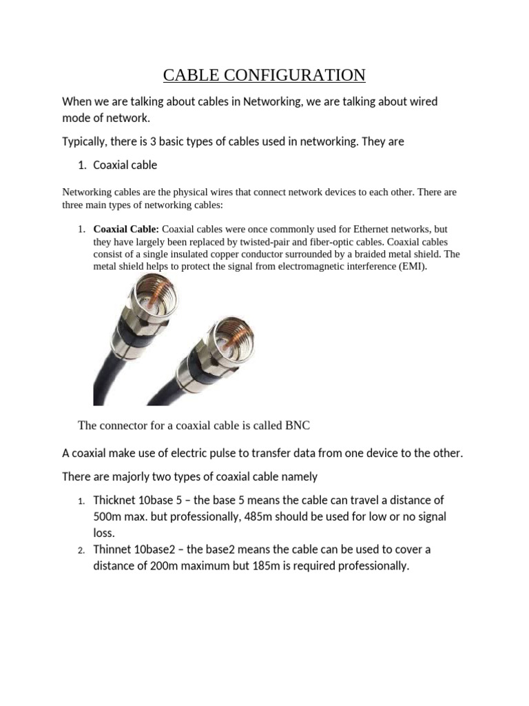 Understanding Cable Configurations | PDF | Coaxial Cable | Computer ...