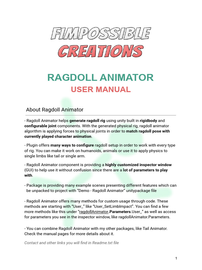 Ragdoll Animator - User Manual | PDF | Arm | Foot