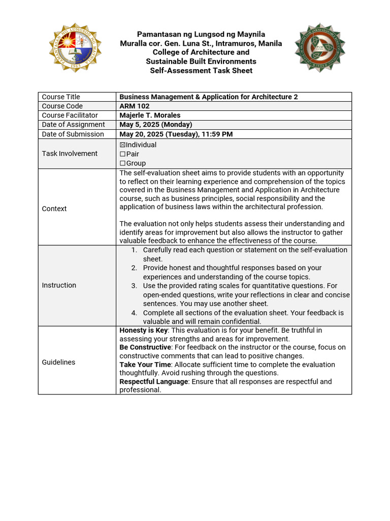 Self Assessment 2025-05-05 | PDF | Learning | Critical Thinking