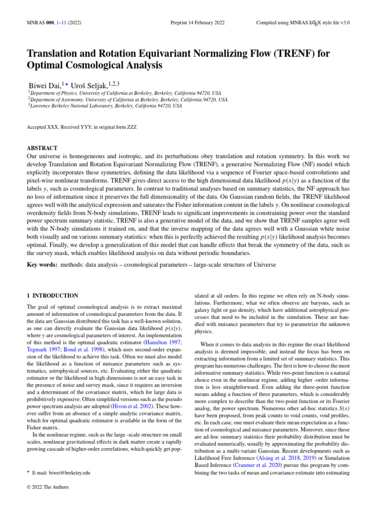 Translation and Rotation Equivariant Normalizing Flow (TRENF) For ...