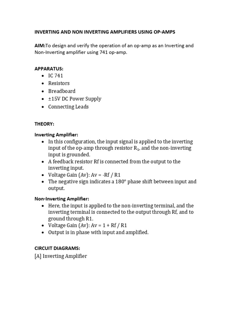Op-Amp Inverting & Non-Inverting Lab | PDF