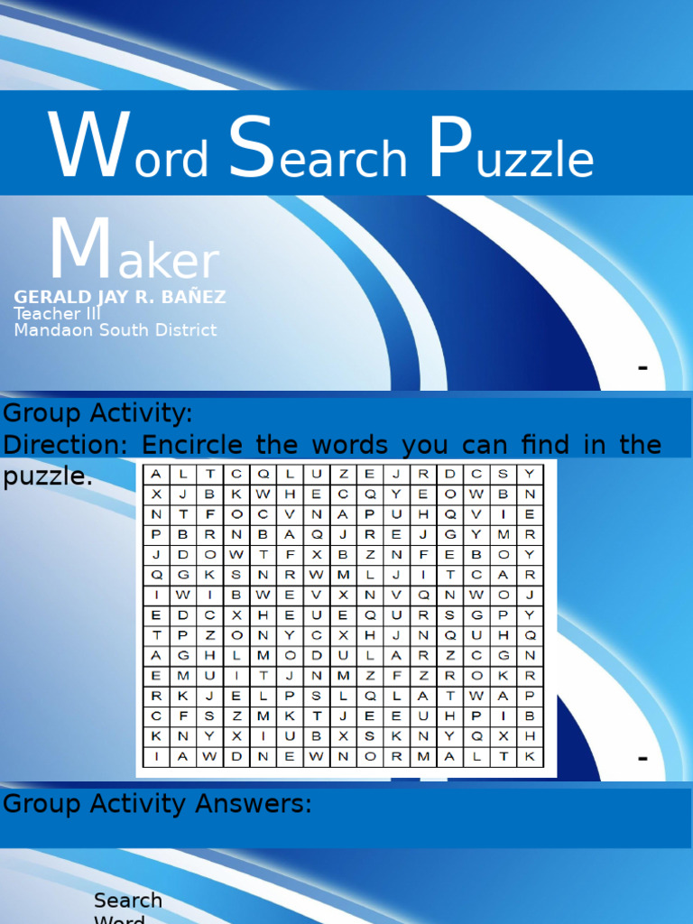 Free Word Search Puzzle Maker Guide | PDF
