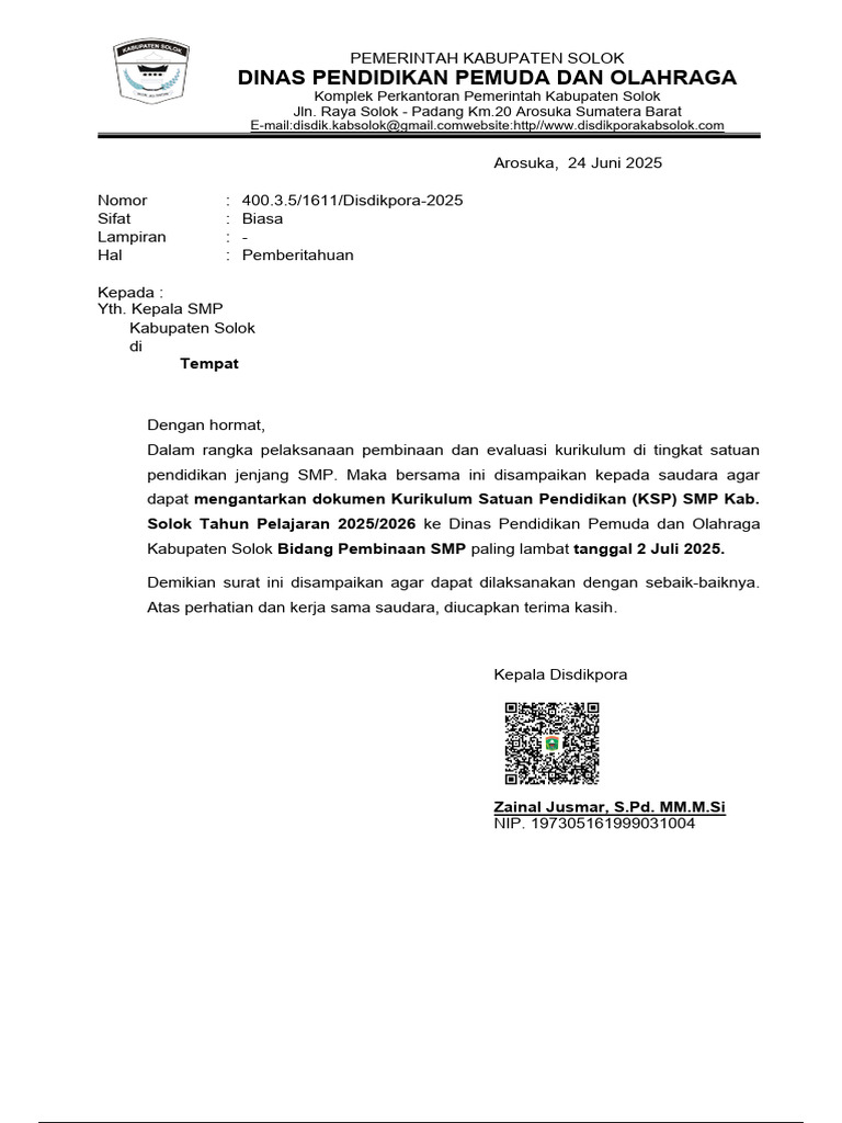 Surat Pemberitahuan KSP | PDF