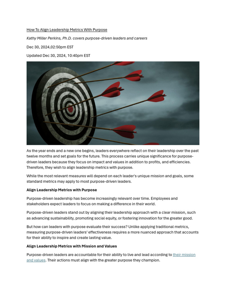 How To Align Leadership Metrics With Purpose | PDF | Leadership ...