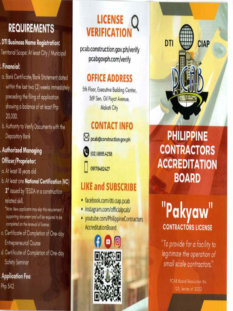 Pcab Pakyaw Reg Info | PDF