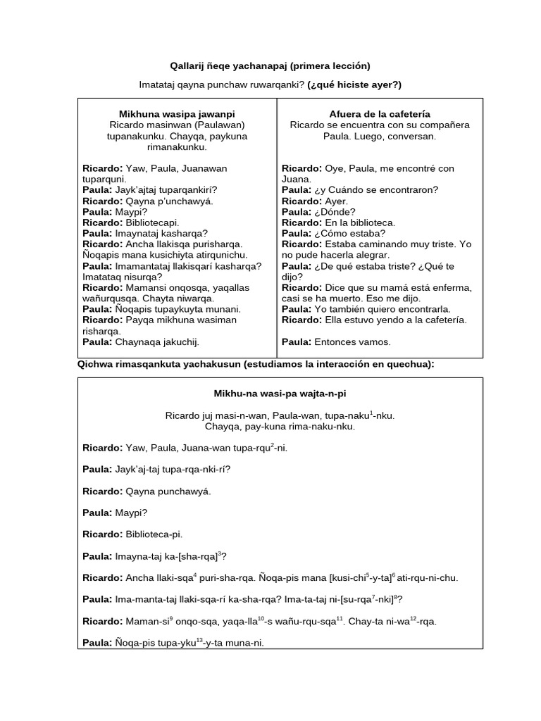 1° Lección¿Qué Hiciste Ayer | PDF | Verbo | Mecánica del lenguaje