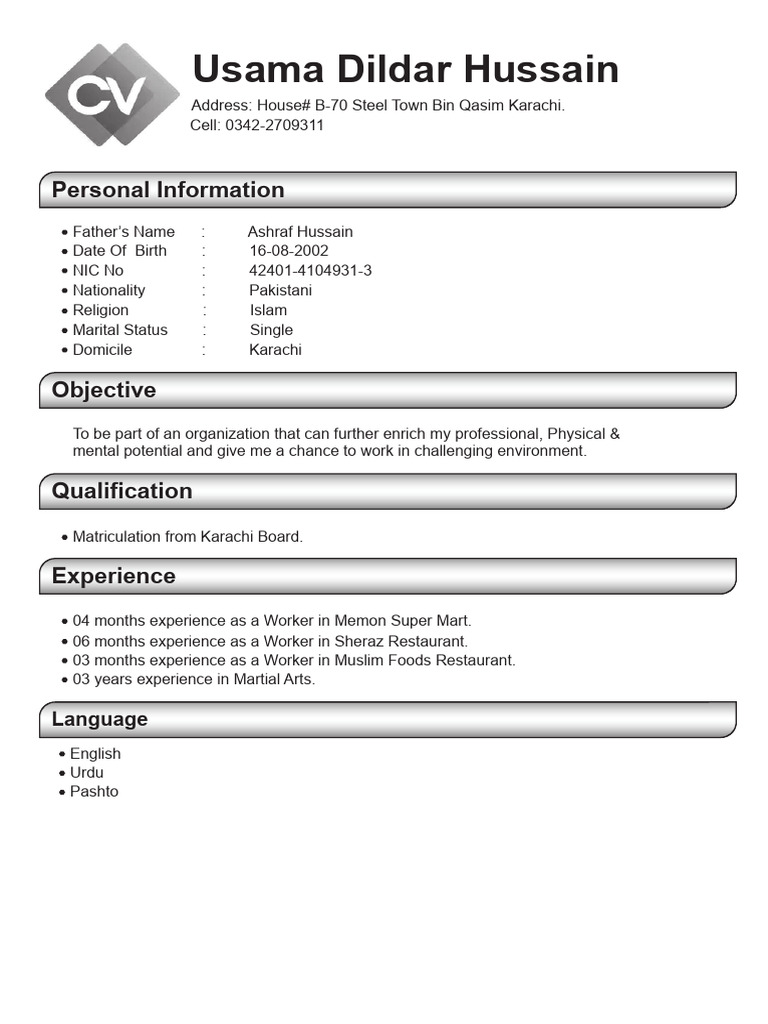 Usama Dildar Hussain cv-1 | PDF