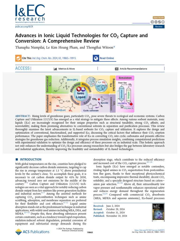 Numpilai Et Al 2024 Advances in Ionic Liquid Technologies For Co2 ...